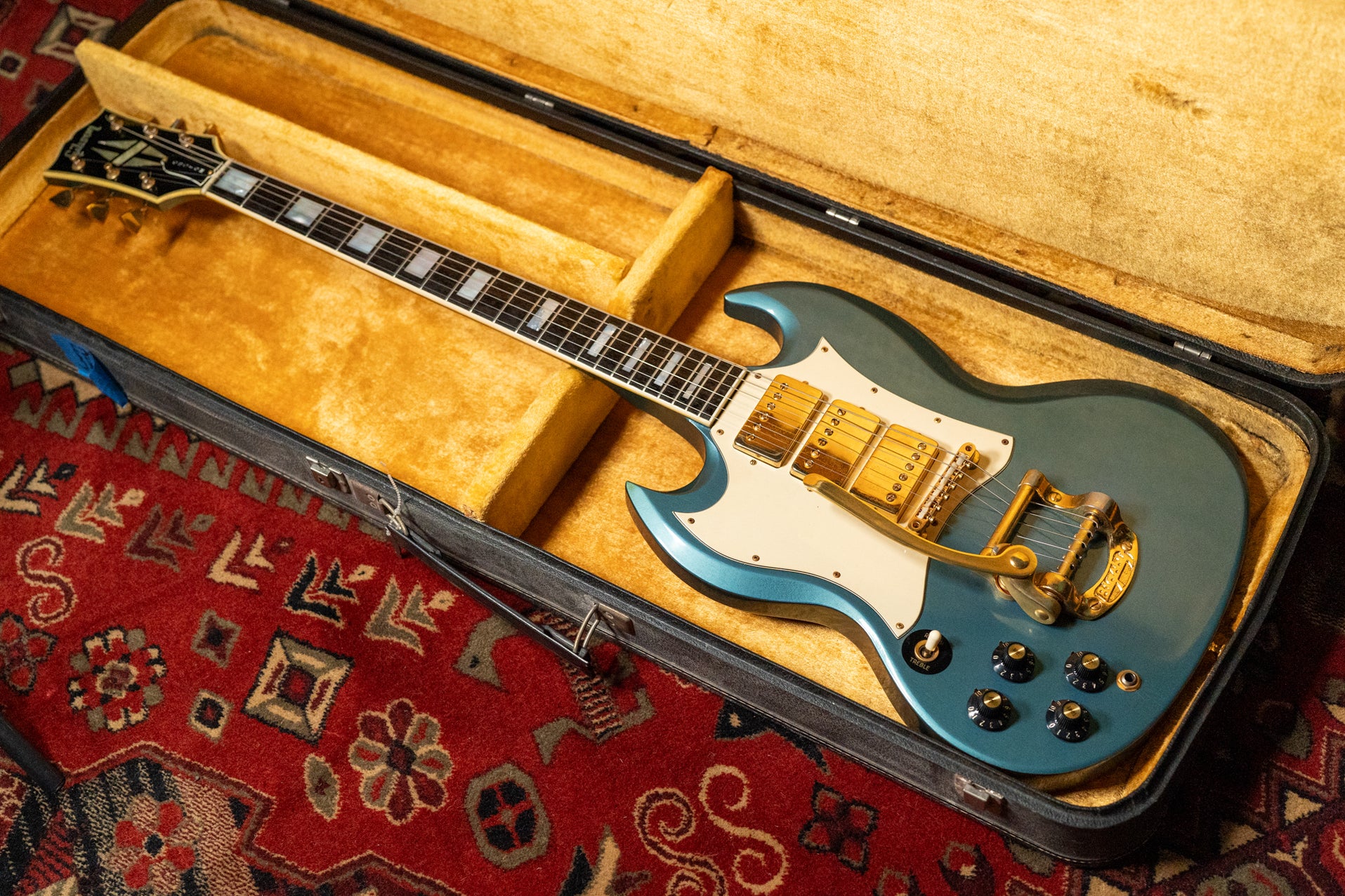 1968 Gibson SG Custom Pelham Blue Factory Bigsby Left-Handed 1 of 2 Ev ...