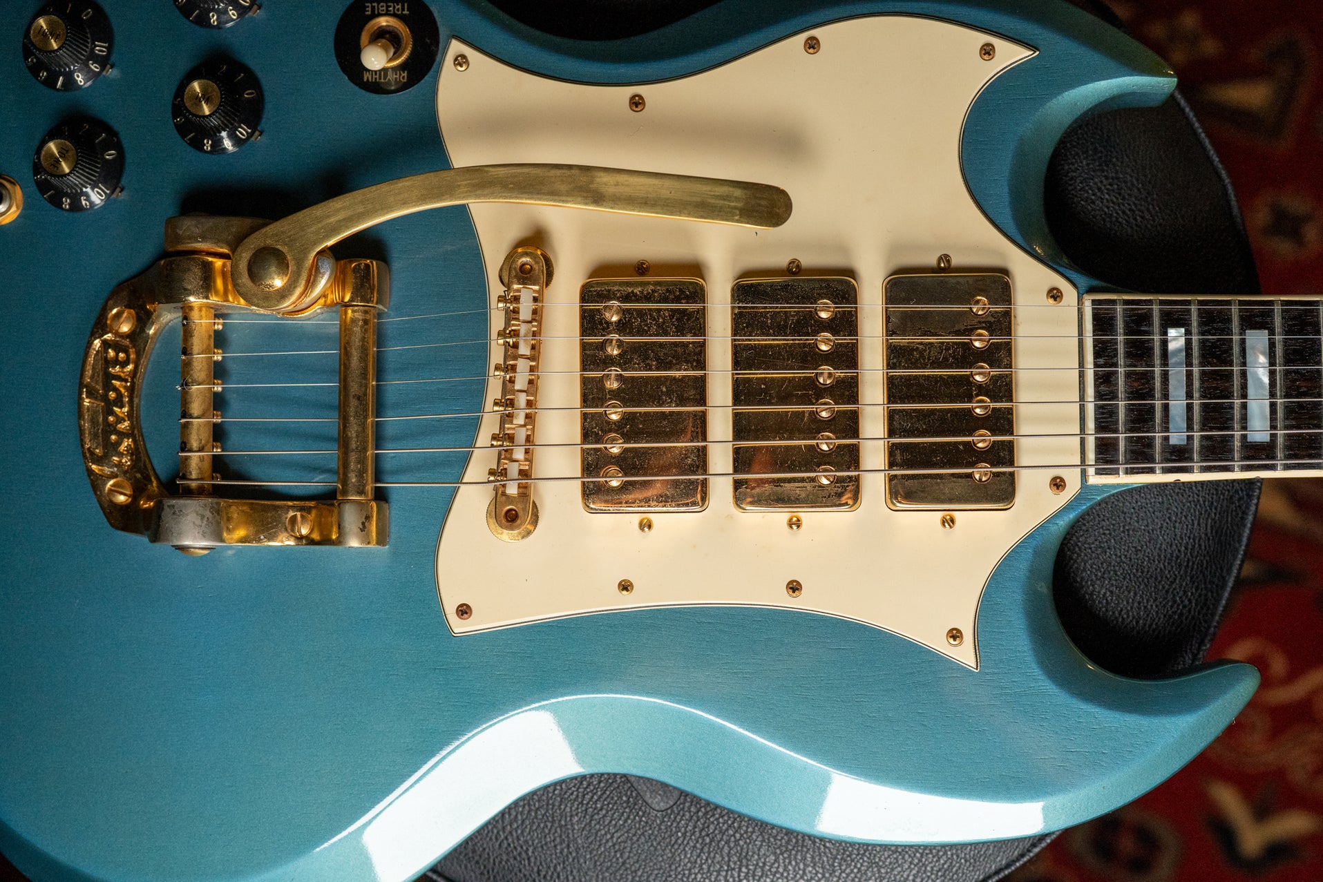 1968 Gibson SG Custom Pelham Blue Factory Bigsby Left-Handed 1 of 2 Ev ...
