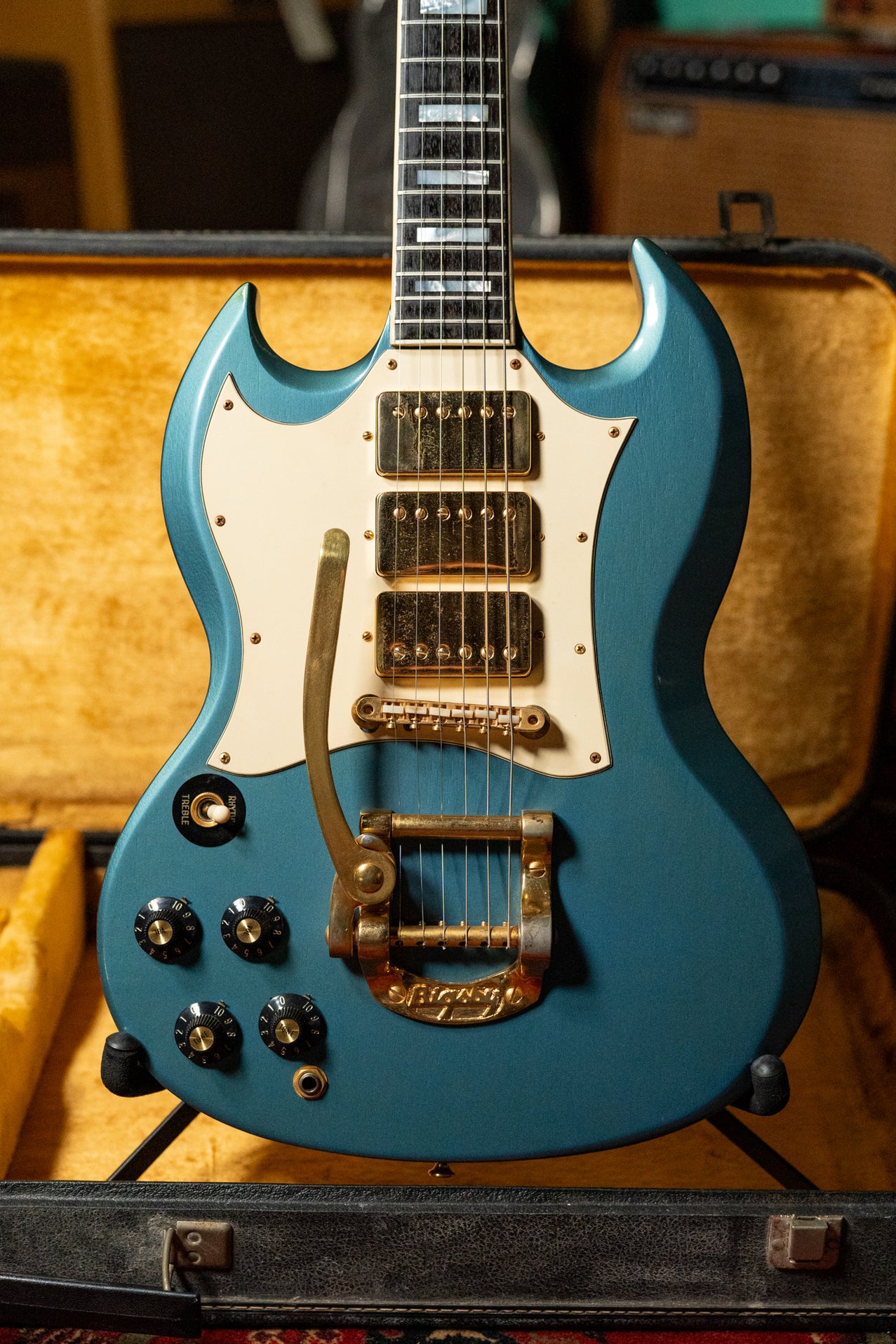1968 Gibson SG Custom Pelham Blue Factory Bigsby Left-Handed 1 of 2 Ev ...