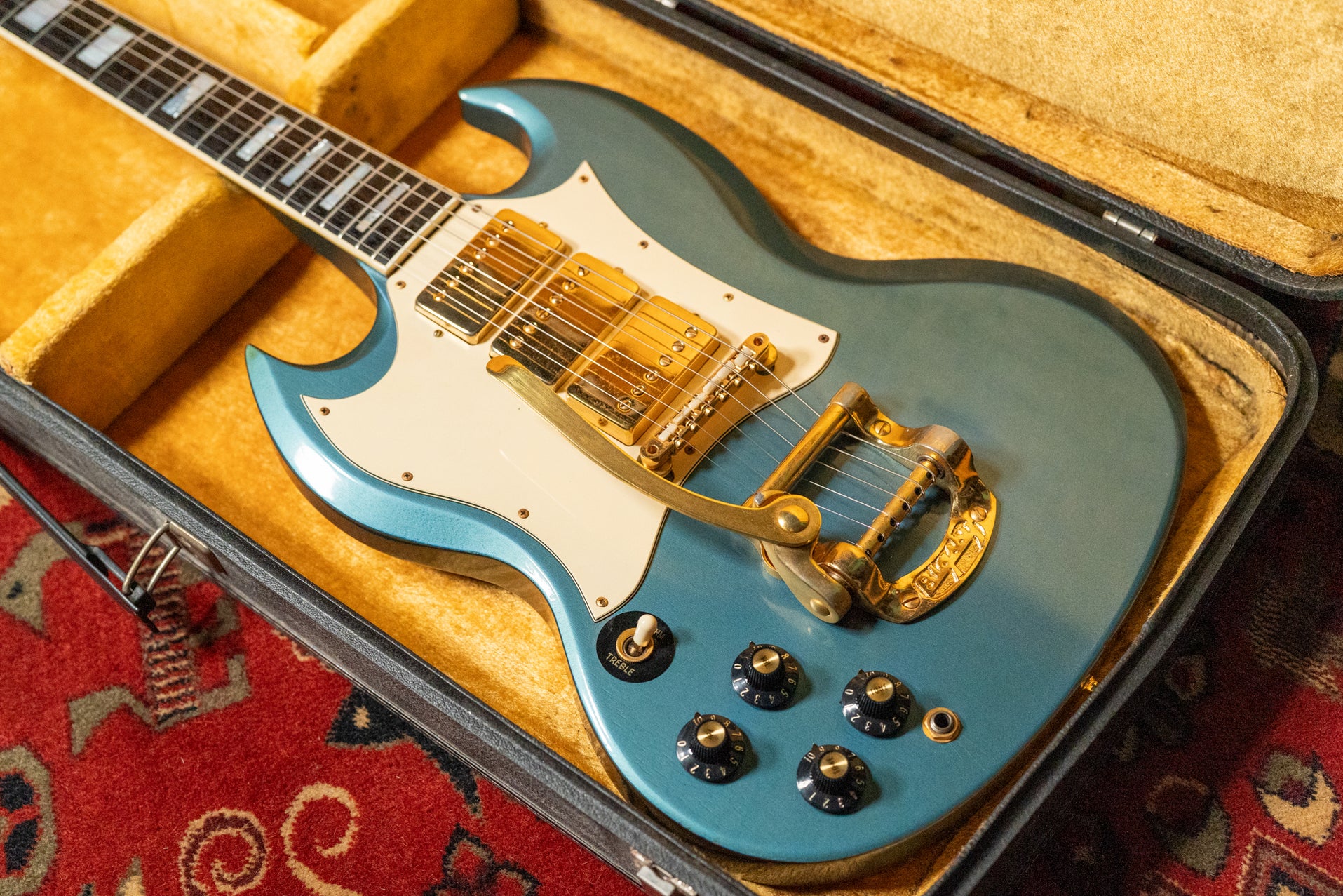 1968 Gibson SG Custom Pelham Blue Factory Bigsby Left-Handed 1 of 2 Ev ...