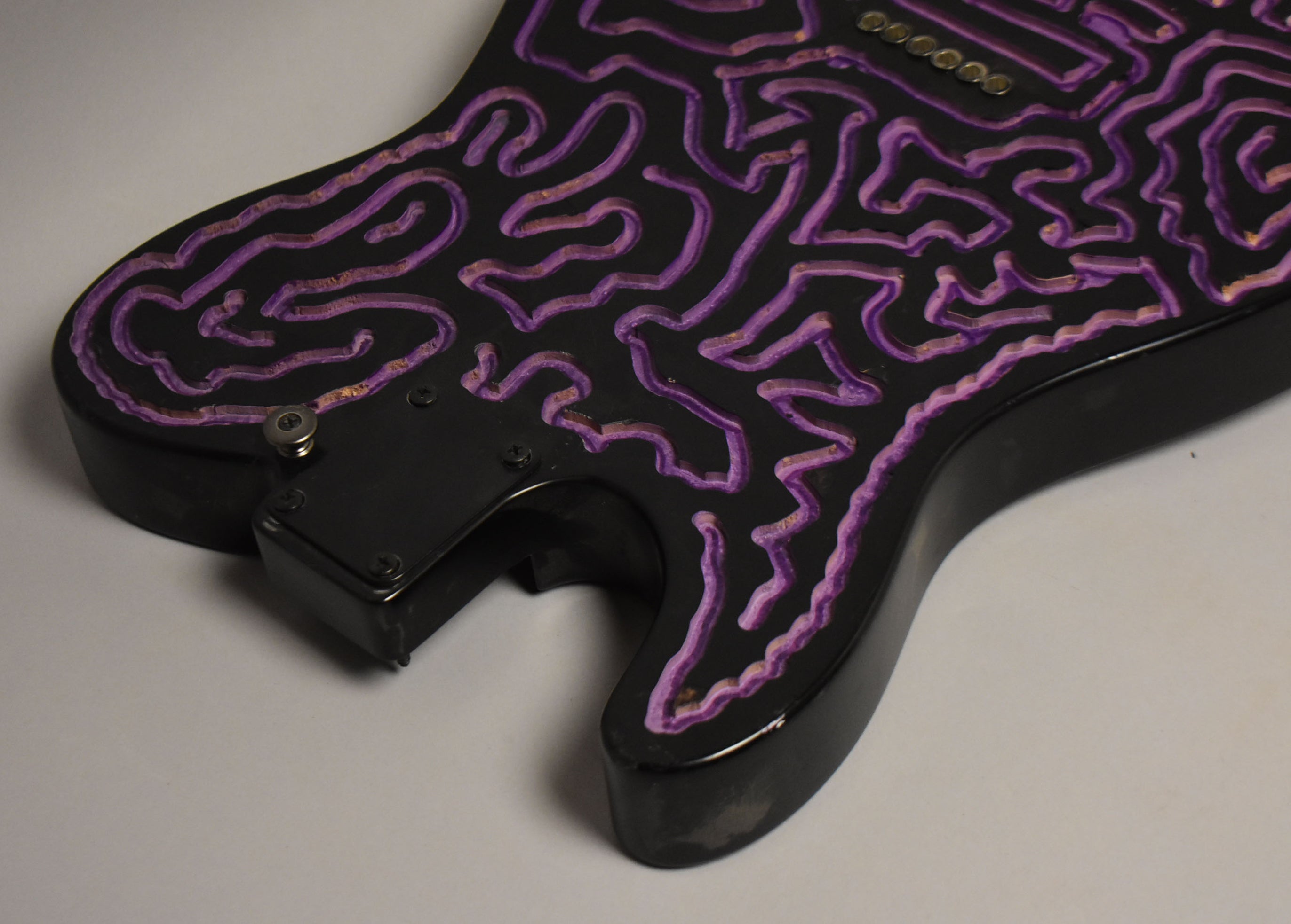 c. 1980s Schecter USA T-Style Body Dallas-Era HS Customized Black/Purp ...