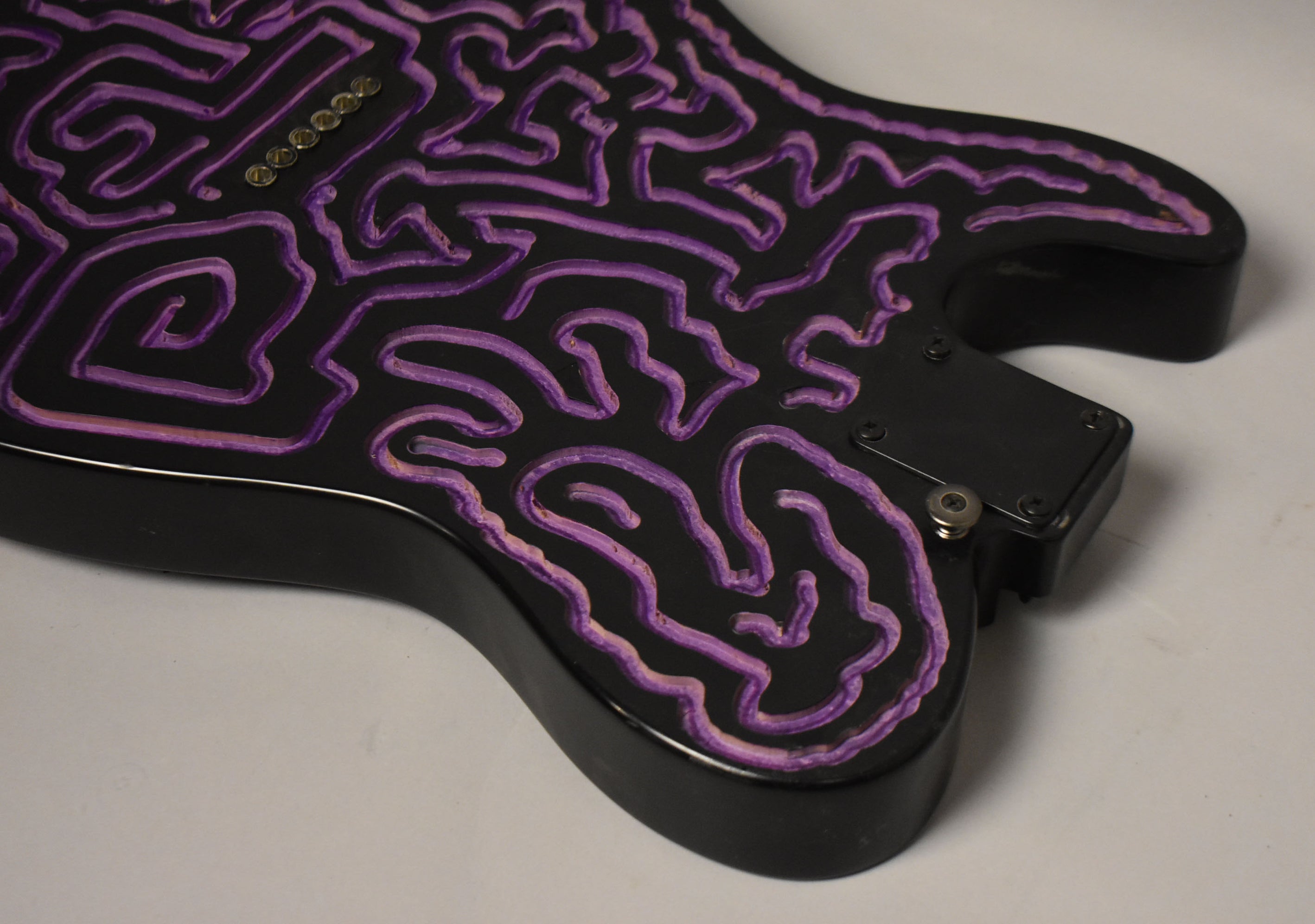 c. 1980s Schecter USA T-Style Body Dallas-Era HS Customized Black/Purp ...