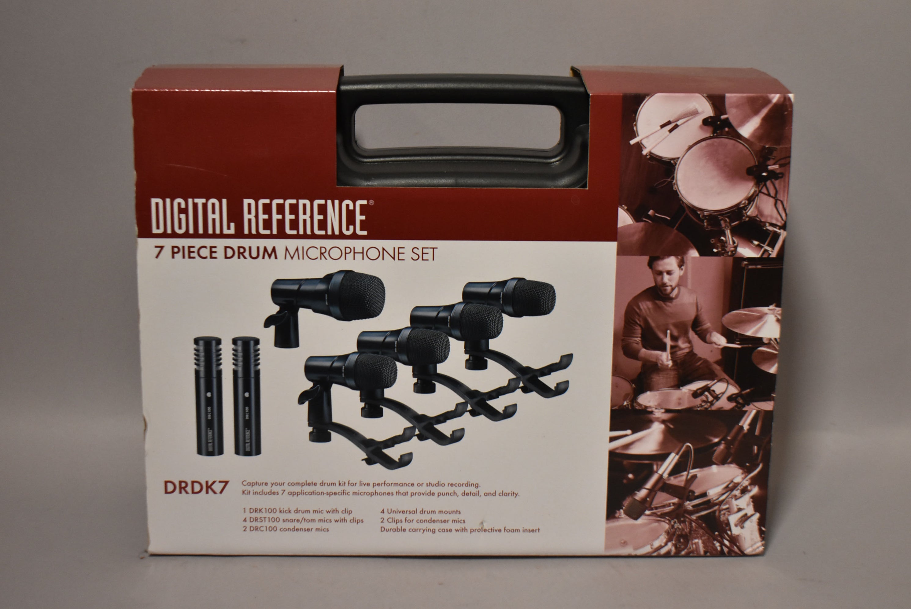 Digital Reference DRDK7 7-Piece Drum Microphone Set Black w/ Case ...