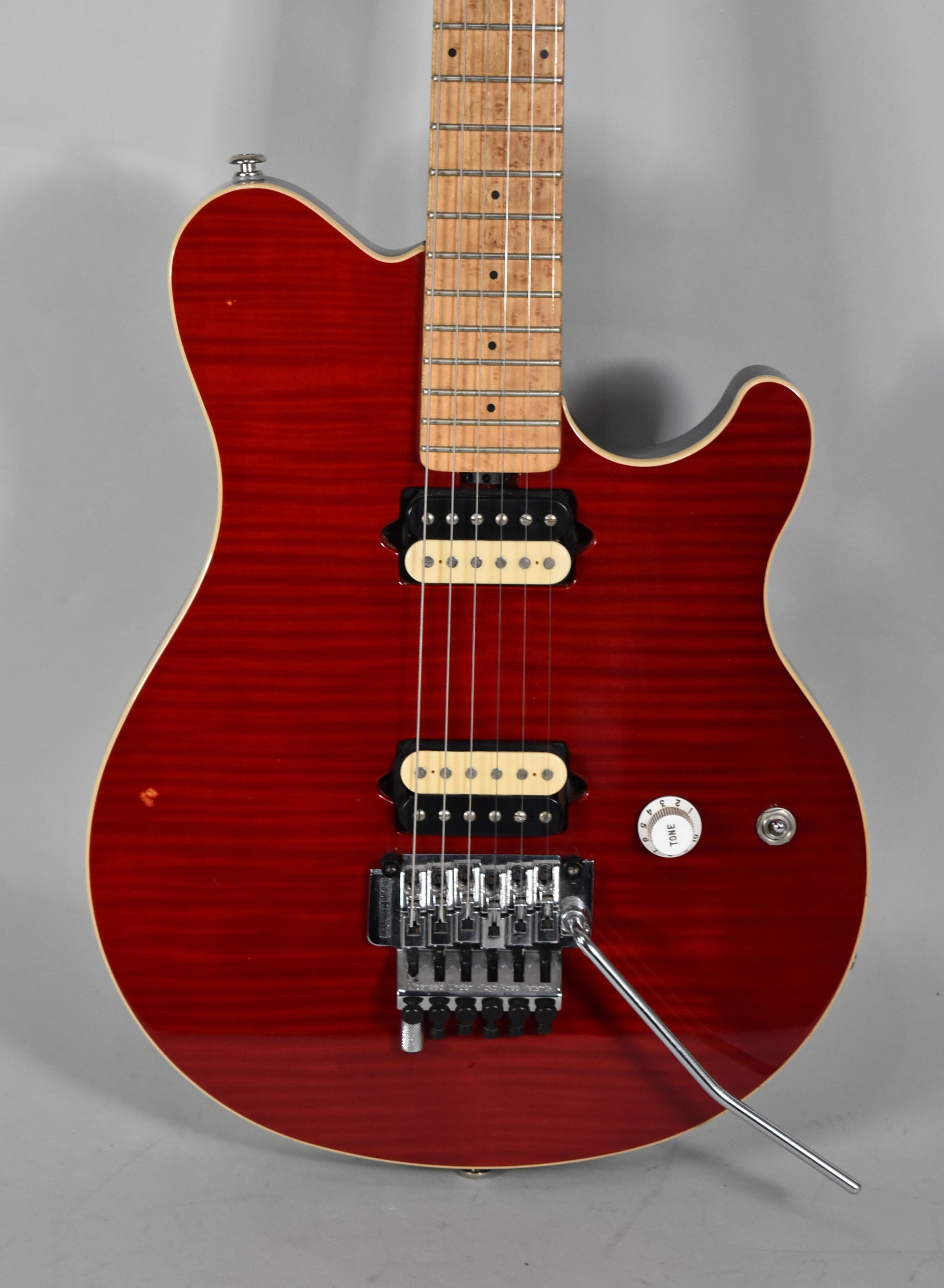 1998 Ernie Ball Music Man Axis Trans Red Flame Top Electric Guitar w/H ...